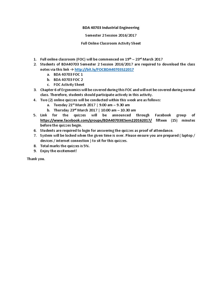 BDA 40703 FOC Activity Sheet | PDF