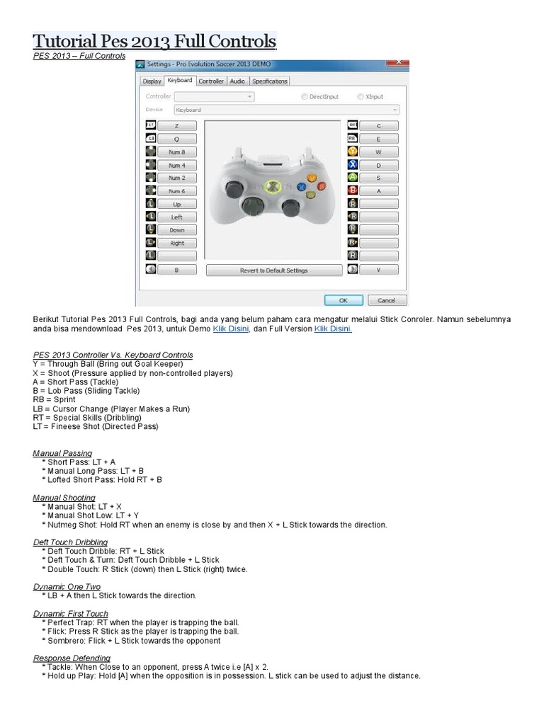 Tutorial Pes 2013 Full Controls | PDF