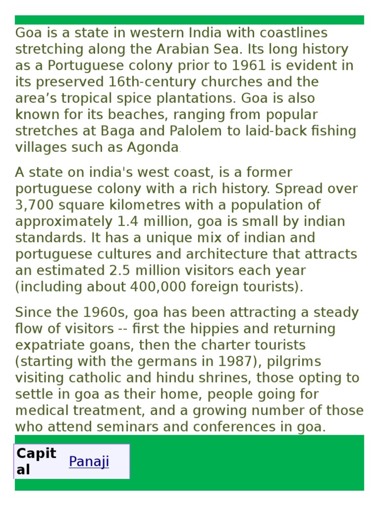Goa Is A State in Western India With Coastlines Stretching Along The ...