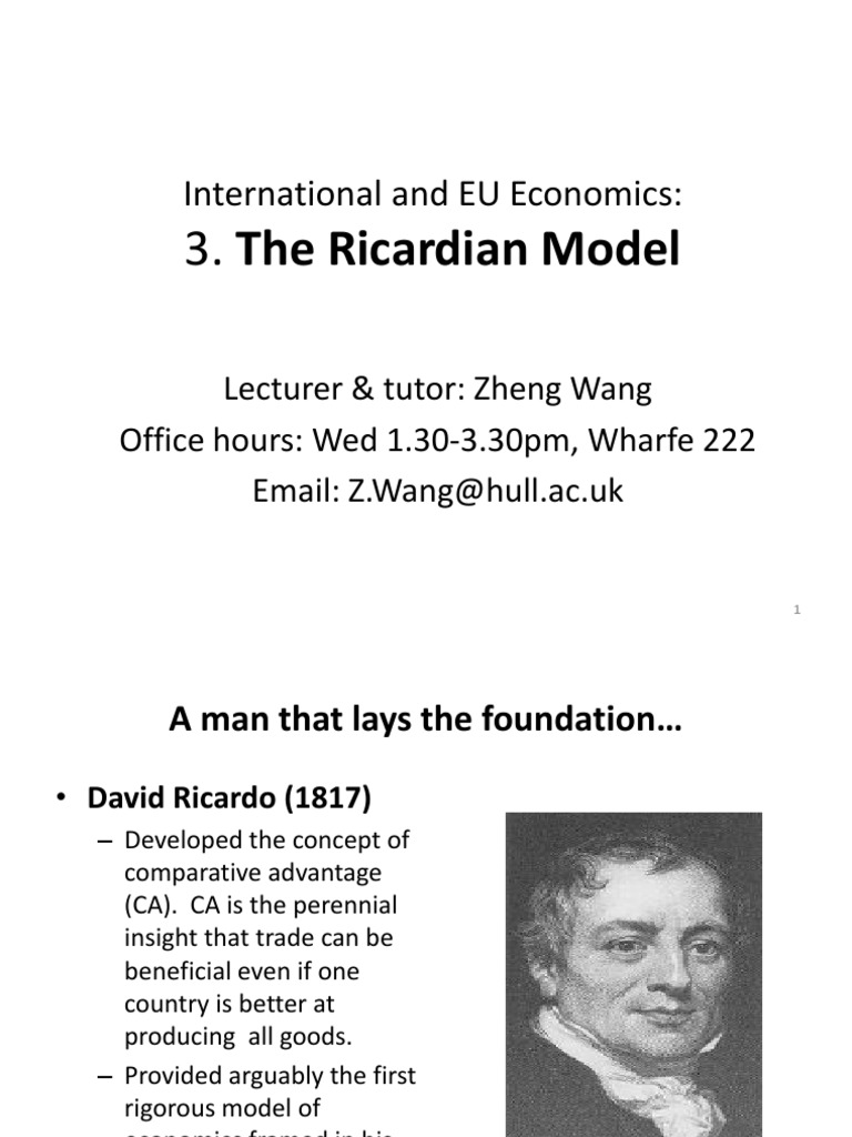 3 Ricardian Model | PDF | Labour Economics | Comparative Advantage
