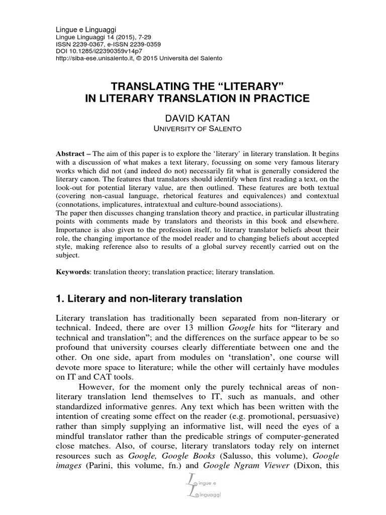 Translating the Literary in literary translation | Translations | Poetry