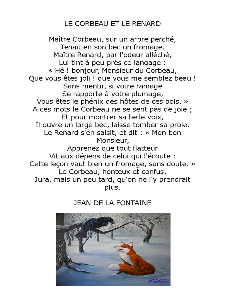 Fable : Le Corbeau et le Renard | PDF