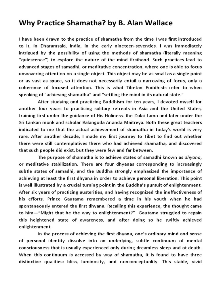 The Importance of Shamatha Meditation | PDF | Vipassanā | Dzogchen