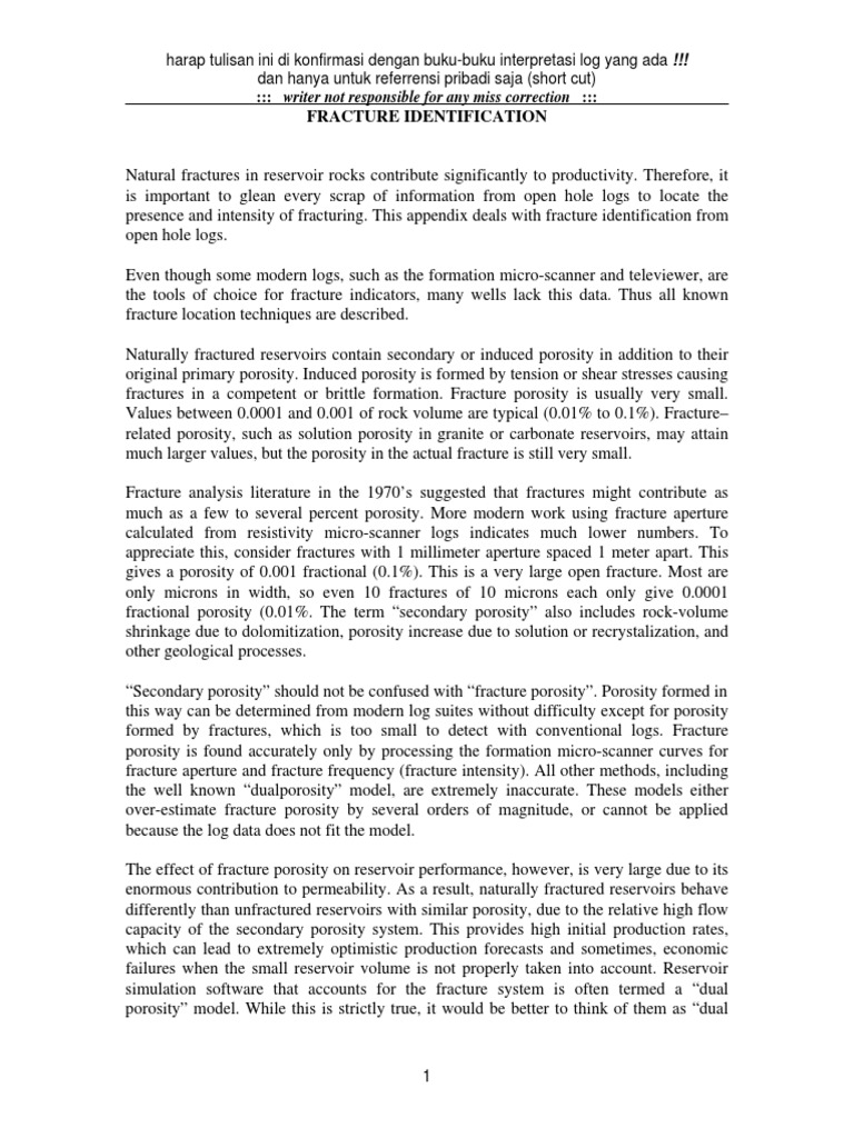 Fracture Identification by Log Intepretation | PDF | Petroleum ...