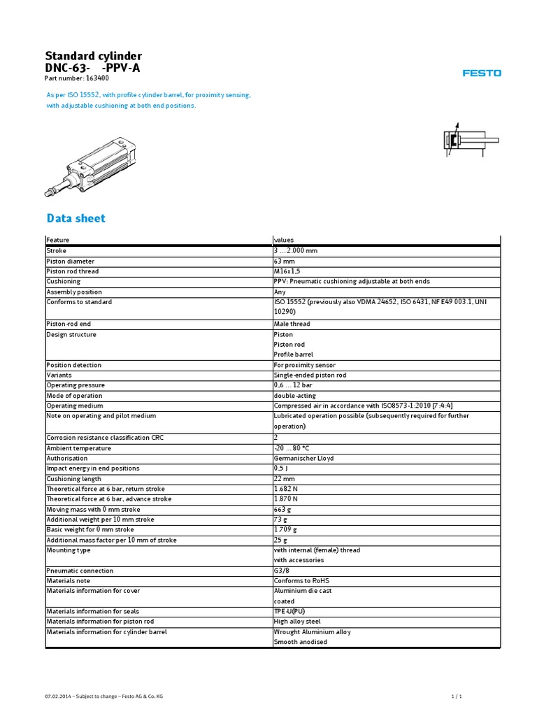 Festo Standard Cylinder | Piston | Cylinder (Engine)