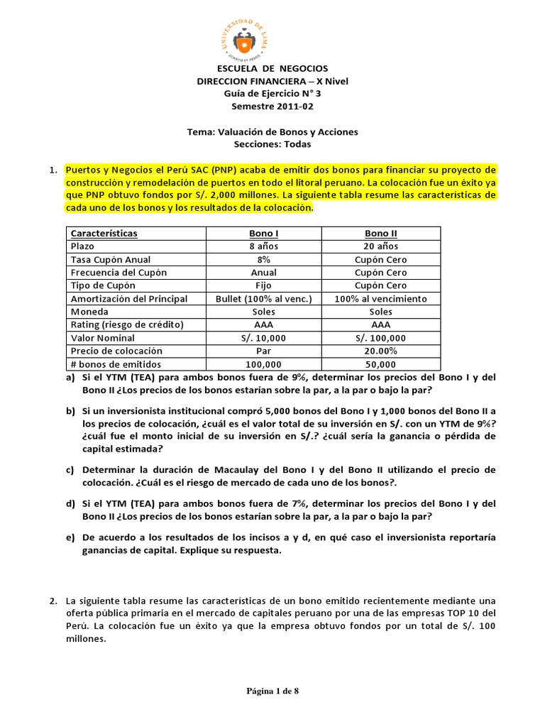 Ejercicios Bonos y Acciones PDF | PDF | Compartir (Finanzas) | Dinero