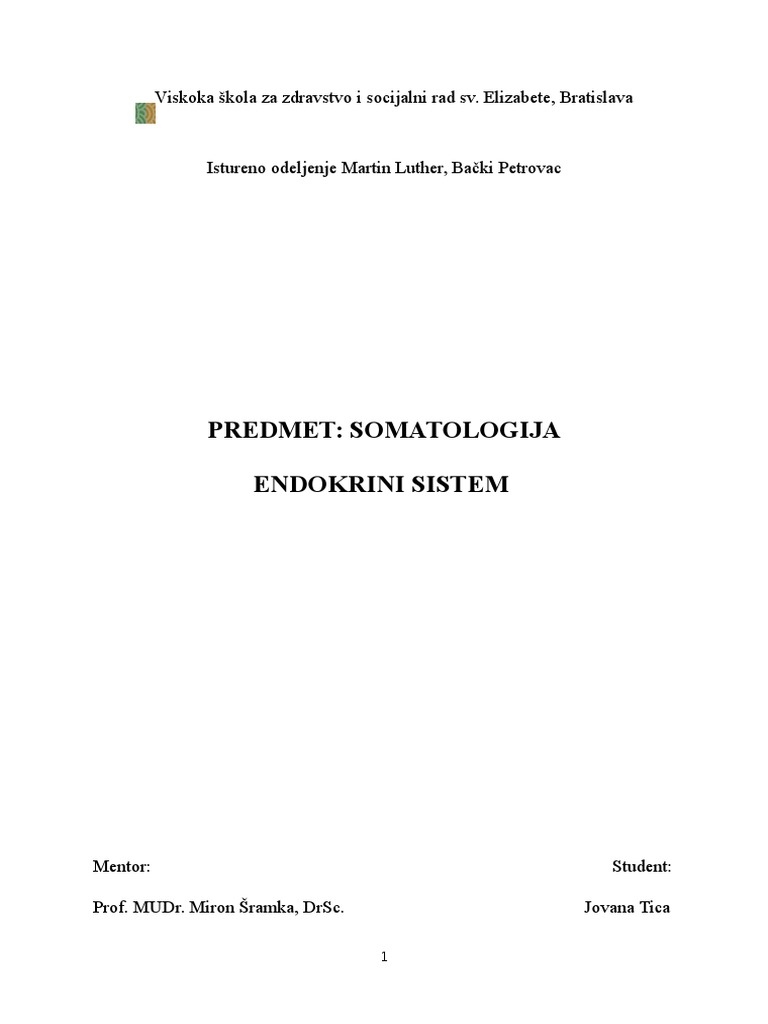 Endokrini Sistem Jovana Tica | PDF