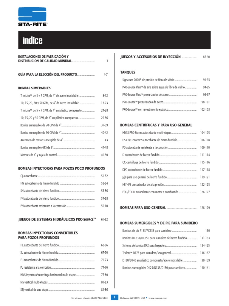 STA RITE Indice Catalogo de Productos | PDF | Submarinos | Acero
