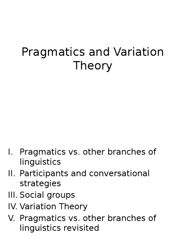 1 Pragmatics And Variation Theory Pdf Morphology Linguistics Linguistics