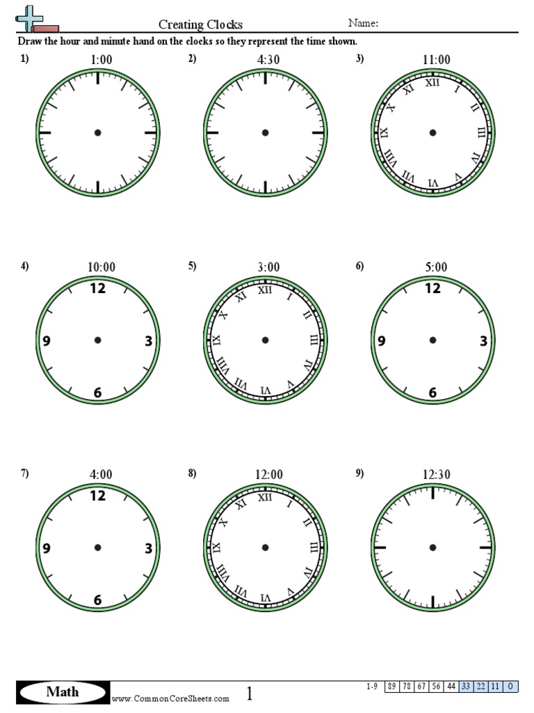 Creating Clocks: 1) 2) 3) Draw The Hour and Minute Hand On The Clocks ...
