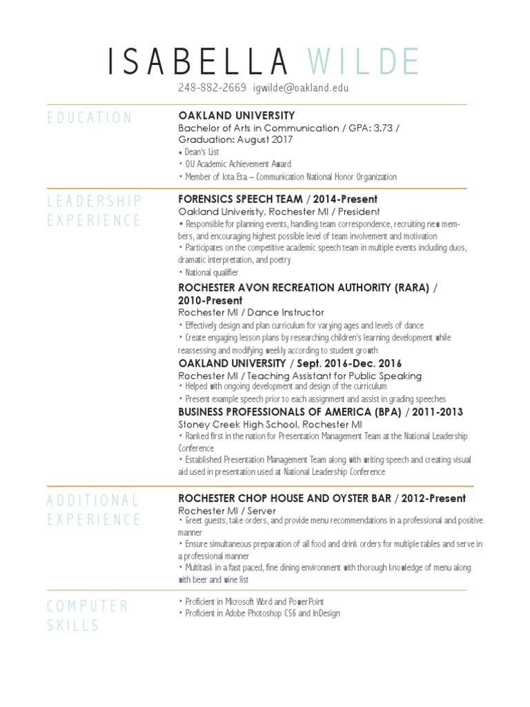 Resume v2 | PDF | Public Speaking | Cognition