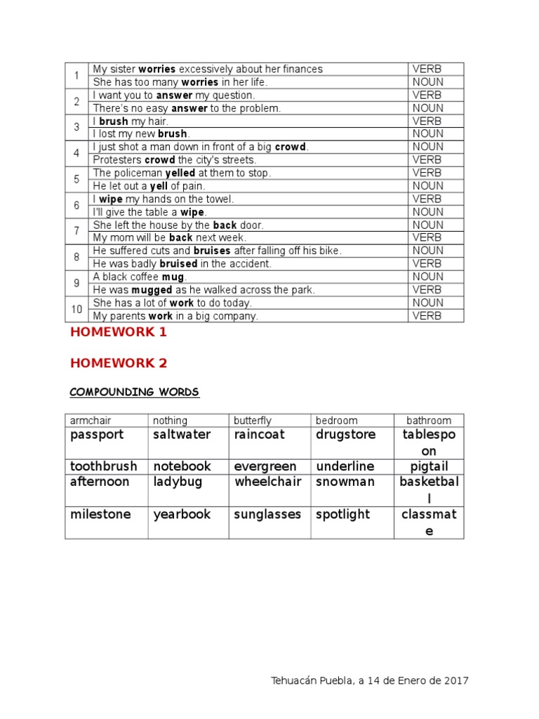 English Language Homework Exercises | PDF | Psycholinguistics ...
