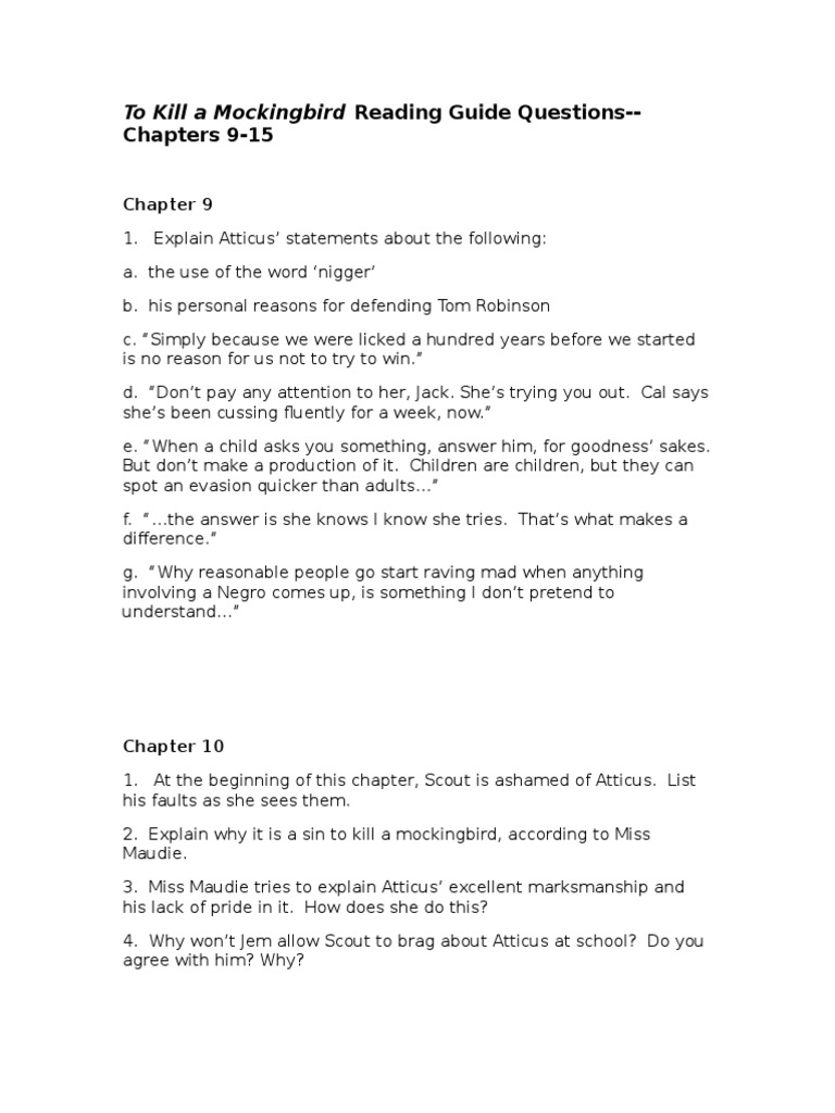 Chapter 9 Summary and Analysis | PDF | To Kill A Mockingbird
