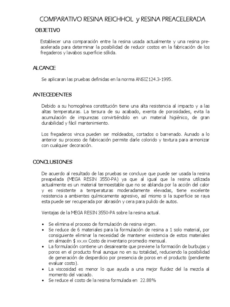 Resina Reichhold y Preacelerada PDF | PDF | Compuestos químicos ...