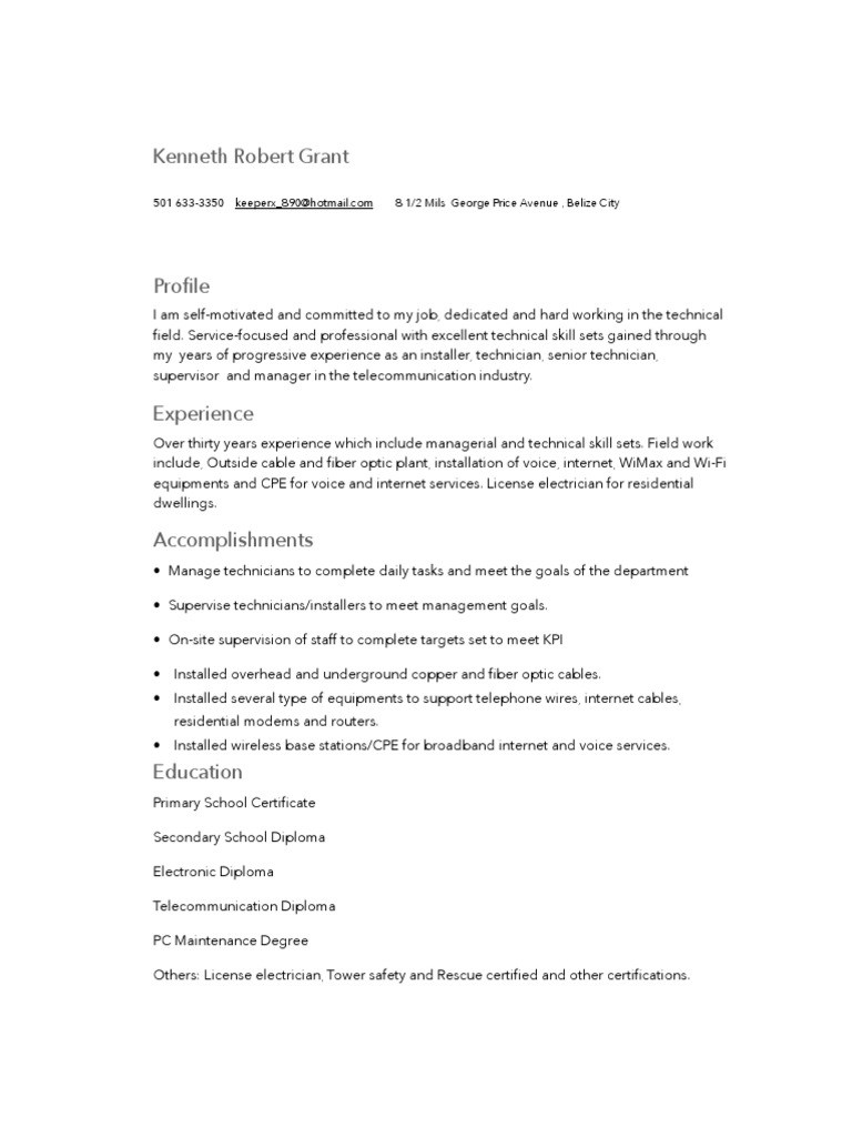 Kenneth Robert Grant Resume | PDF