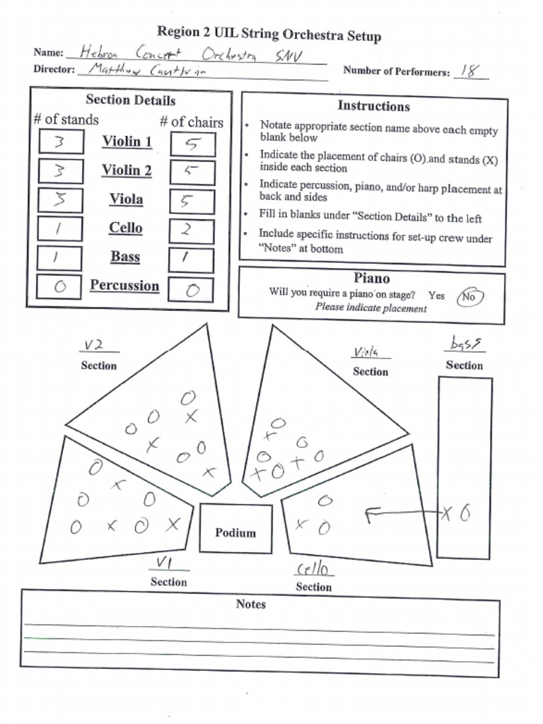 Hebron Orchestra Setup Charts | PDF