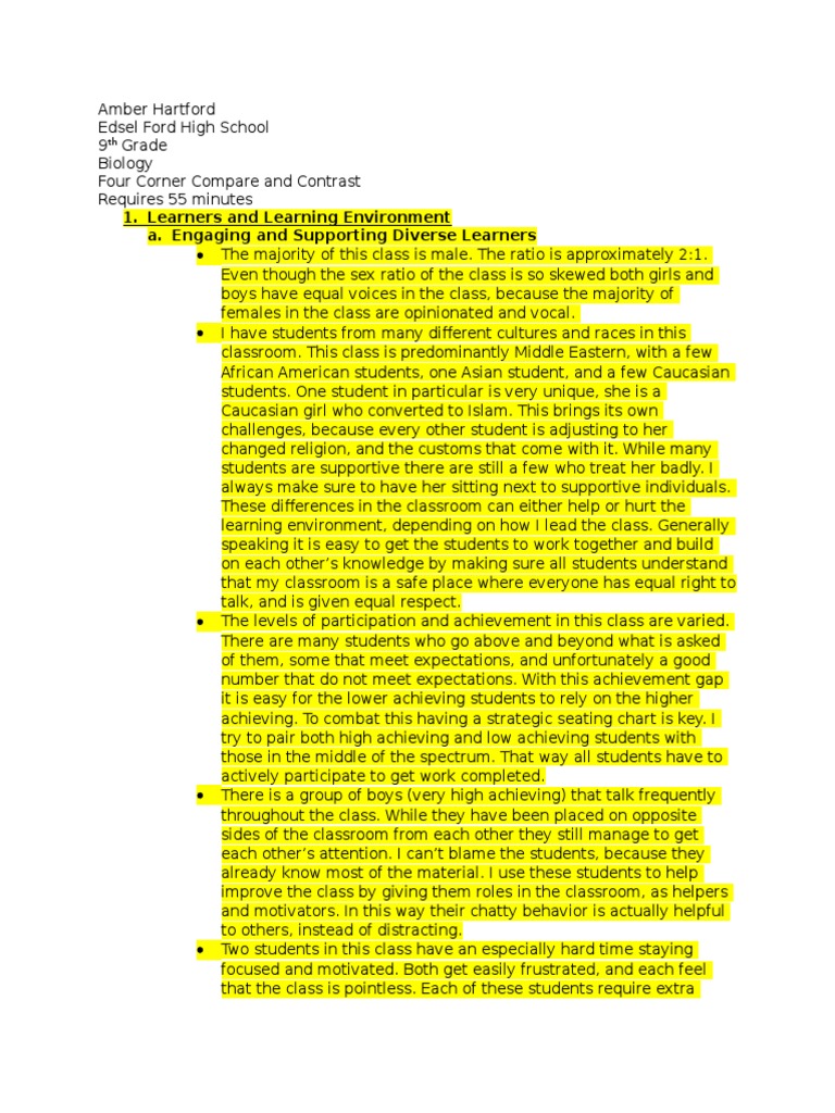 Four Corners Lesson Plan Final | PDF | Meiosis | Life Sciences