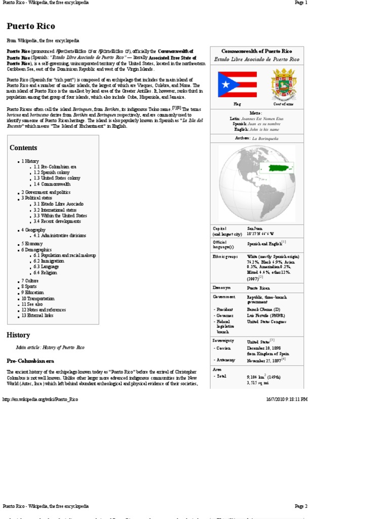 Puerto Rico - Wikipedia, The Free Encyclopedia | PDF | Puerto Rico | U ...