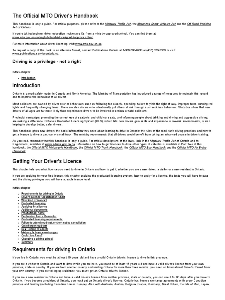 Ontario Handbook - Regular | PDF