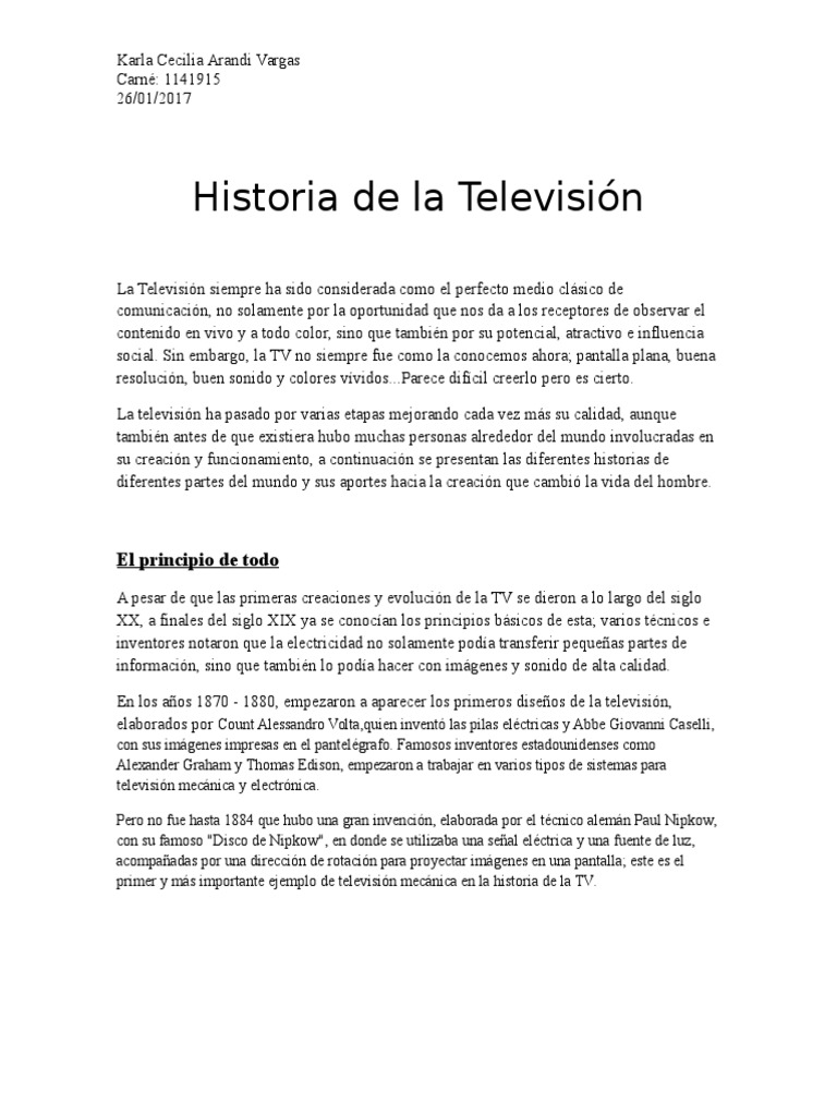 Evolución Global de la Televisión | PDF | Televisión | Electrónica