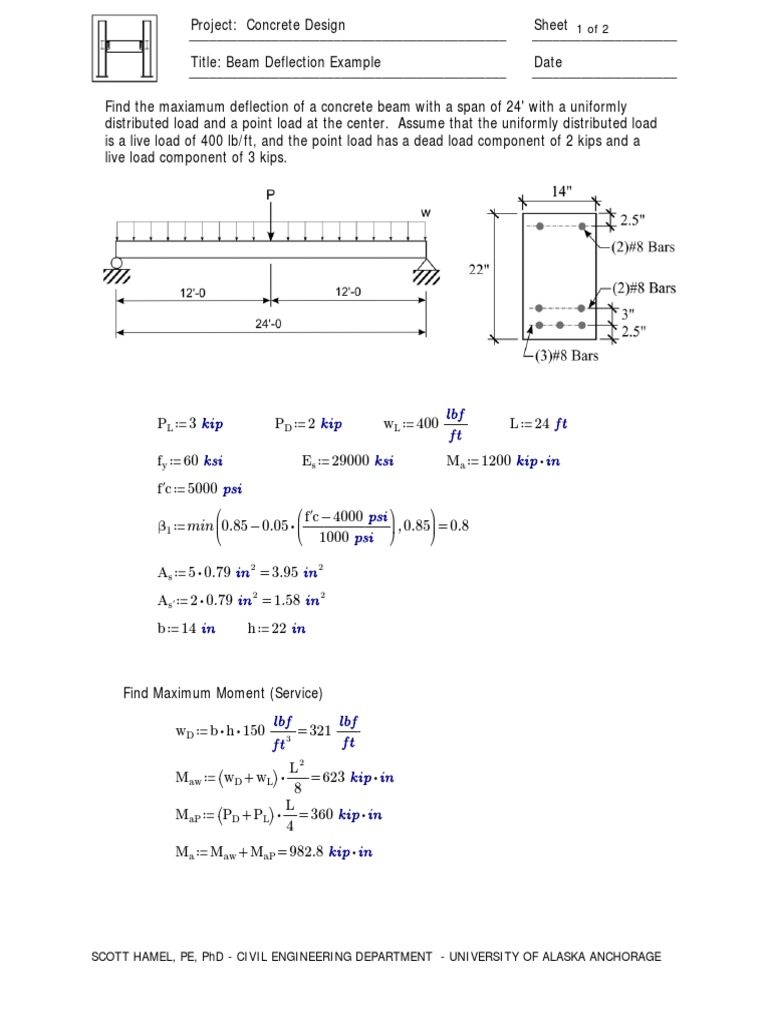 Determining the Maximum Deflection of a Concrete Beam Under Uniform and ...