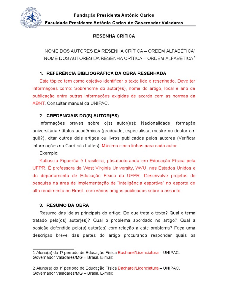 Modelo de Resenha Crítica | PDF | Mestrado | Science
