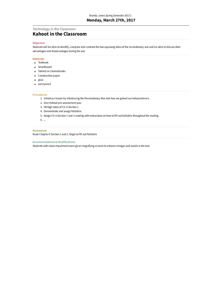Kahootlessonplan | PDF | Games & Activities | Art