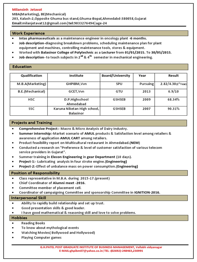 MBA Graduate with Engineering Experience | PDF