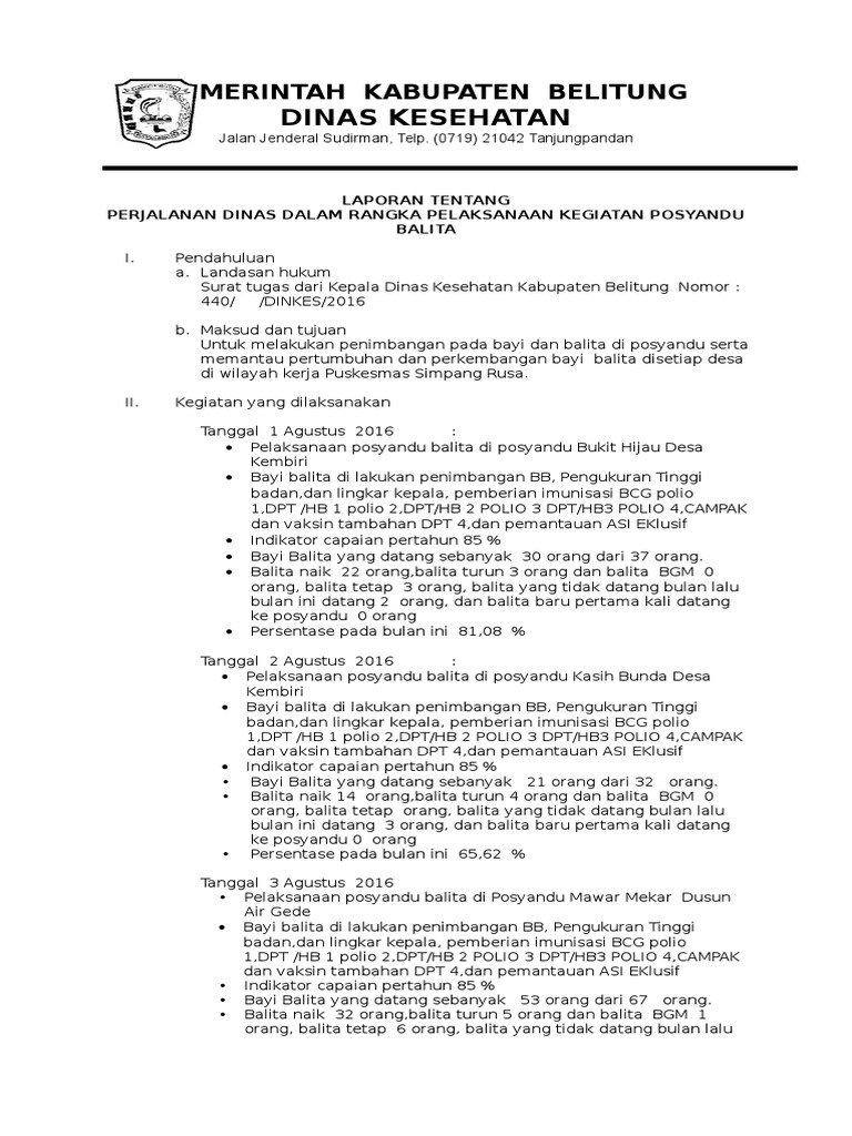LPD Posyandu Balita Kembiri Agustus Fit 2016 | PDF