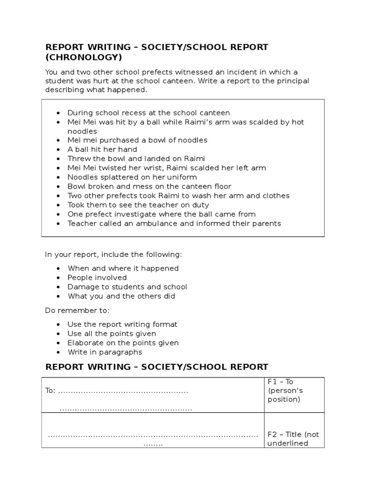 Report Writing Exercise Pdf Sports Leisure