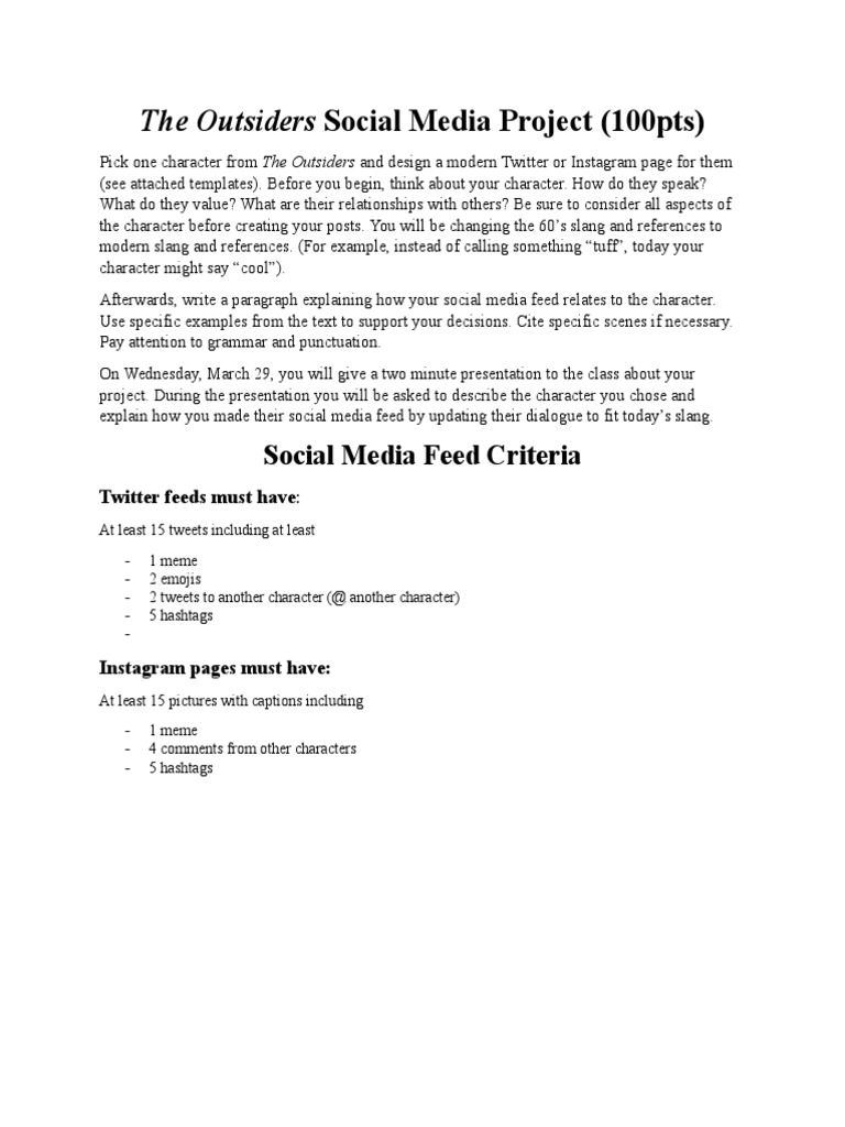 The Outsiders - Project | PDF | Hashtag | Twitter