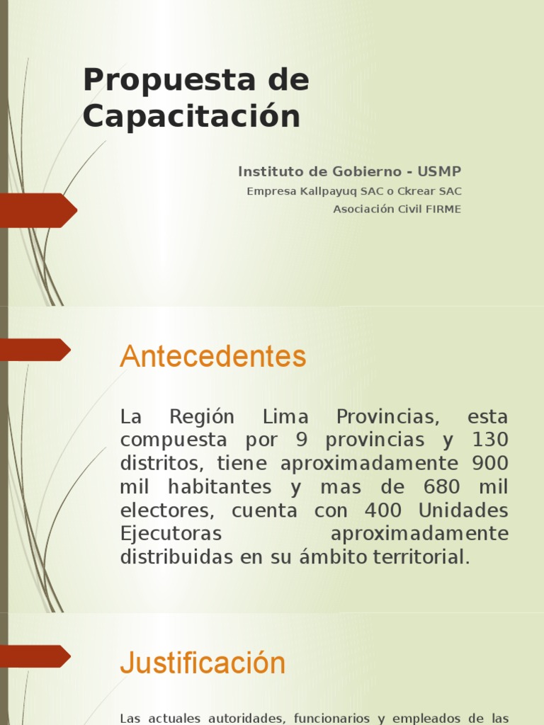 Propuesta de Capacitacion | Planificación | Business