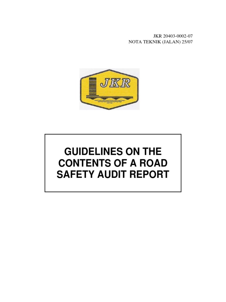 Guidelines for Standardizing Road Safety Audit Reports | PDF | Auditor ...
