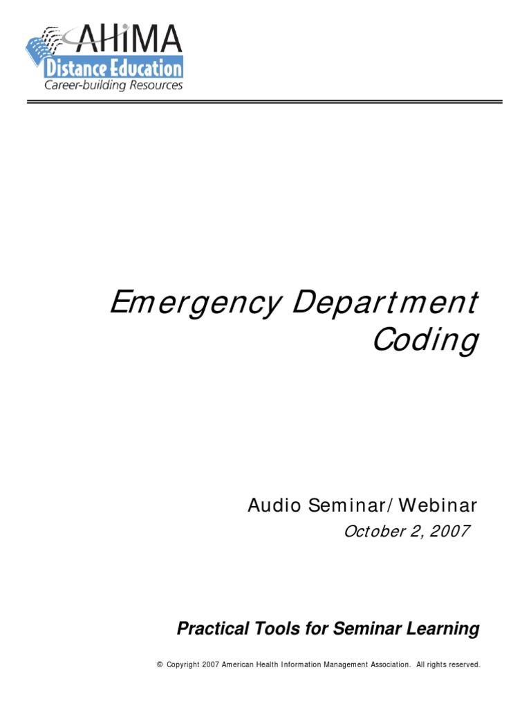Emergency Dept Coding 10-07 | PDF | Emergency Department | American Medical Association