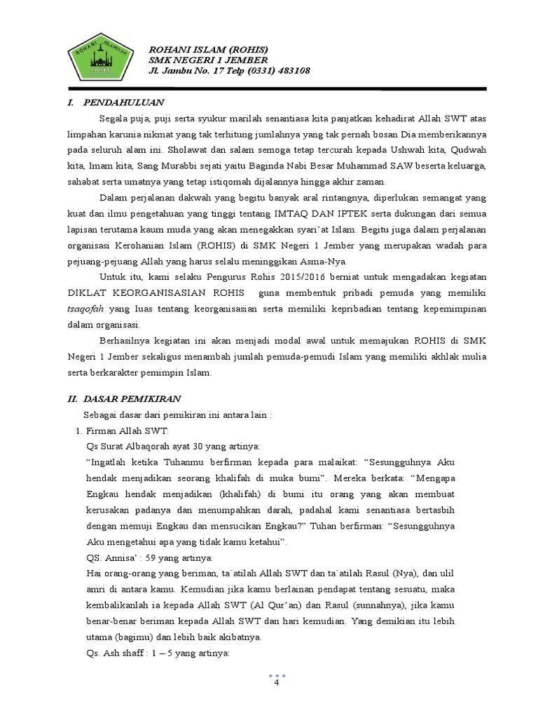 Proposal Kegiatan Rohis SMK 1 Jember | PDF