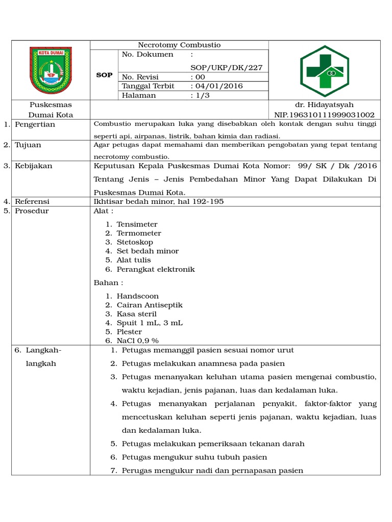 SOP Necrotomy Combustio | PDF