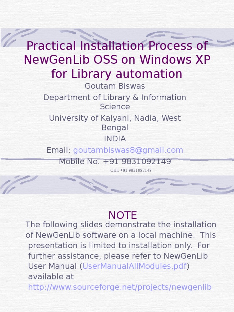 Practical Installation Process of NewGenLib OSS On Windows XP For Library Automation | PDF ...
