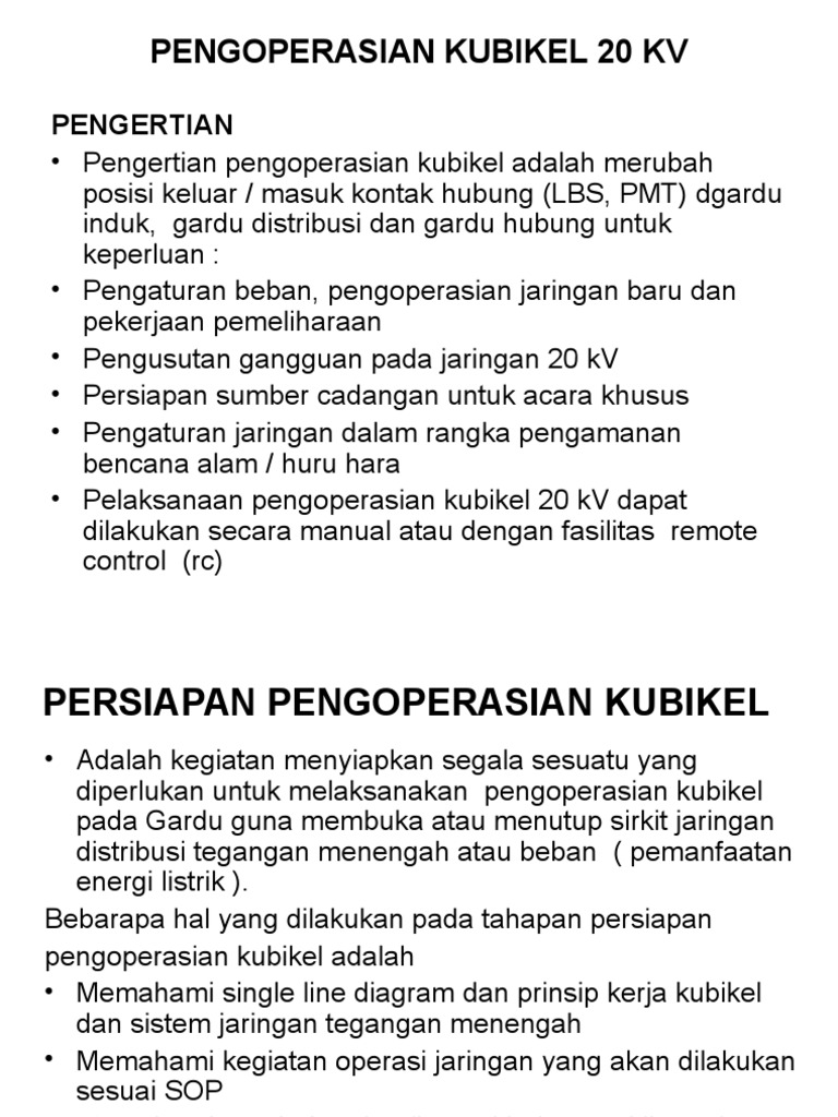Panduan Pengoperasian Kubikel 20 kV | PDF | Griya & Taman
