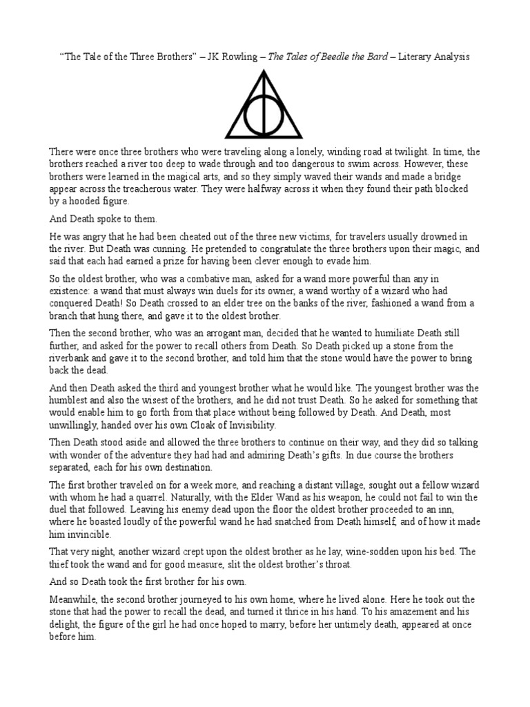 "The Tale of The Three Brothers" by J.K. Rowling | PDF | General Fiction