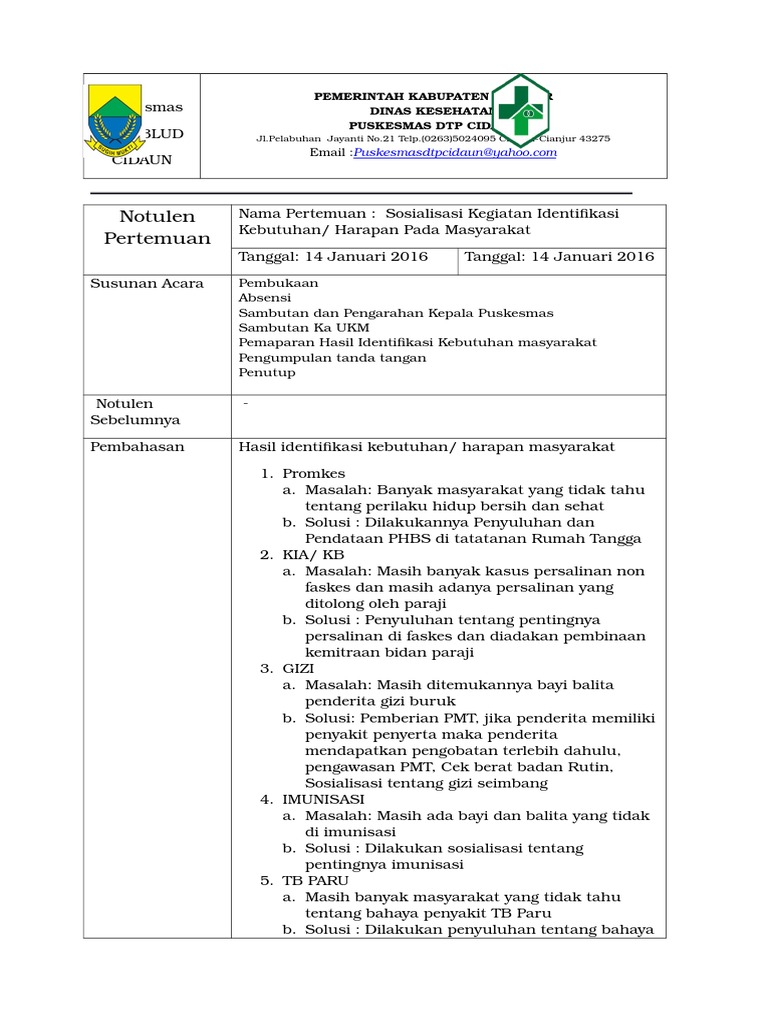 Notulen Dokumentasi Hasil Identifikasi Umpan Balik 4.1.2.2 | PDF