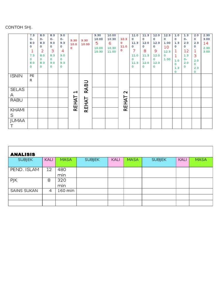 Jadwal Analisis Subjek Pendidikan | PDF | Home & Garden