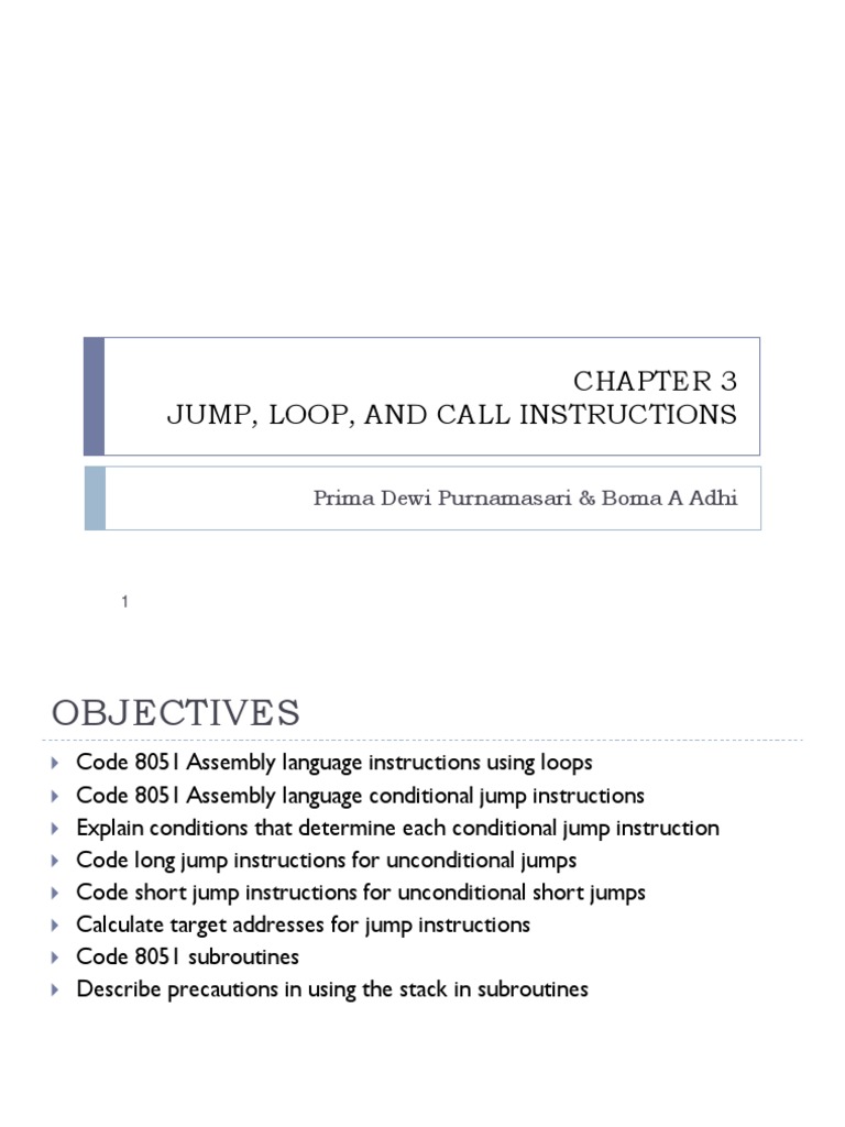 Jump, Loop and Call Instructions Assembly | PDF | Subroutine | Control Flow