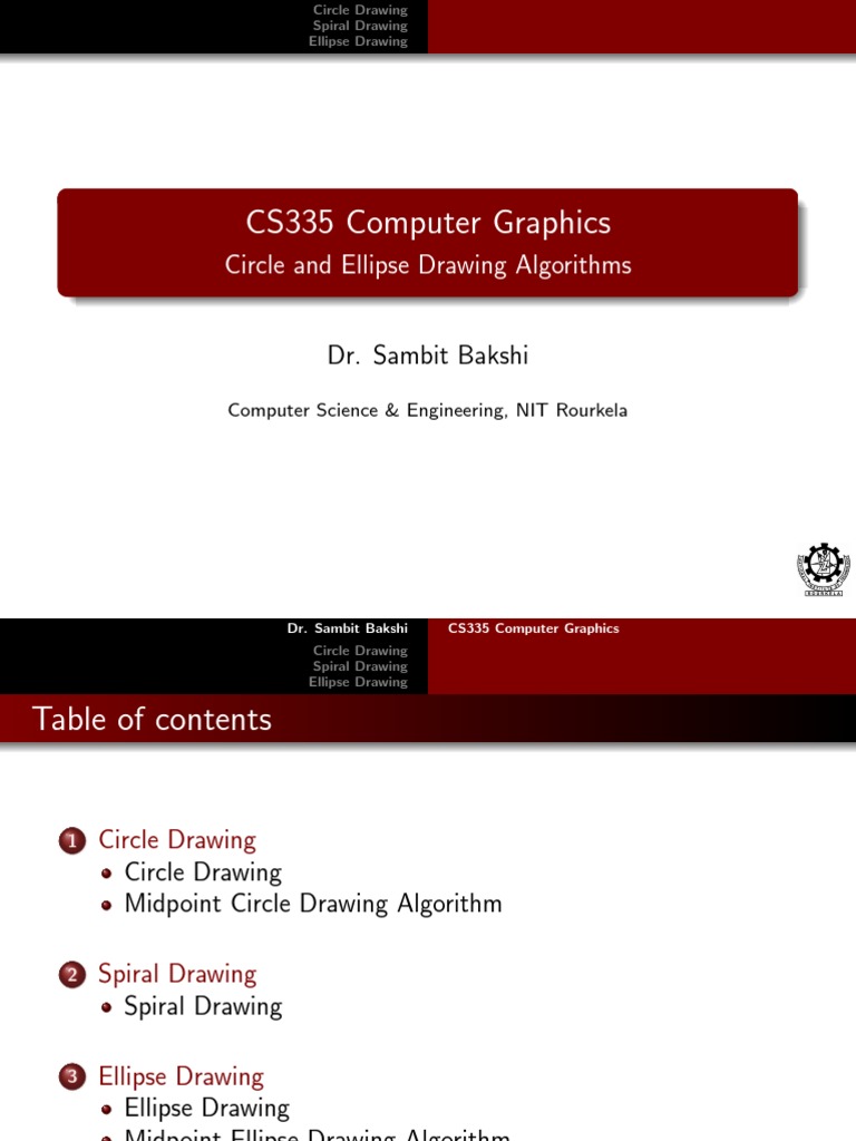 CS335 Computer Graphics: Circle and Ellipse Drawing Algorithms | PDF ...