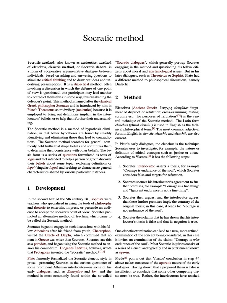 Socratic Method | PDF | Psychological Concepts | Cognition