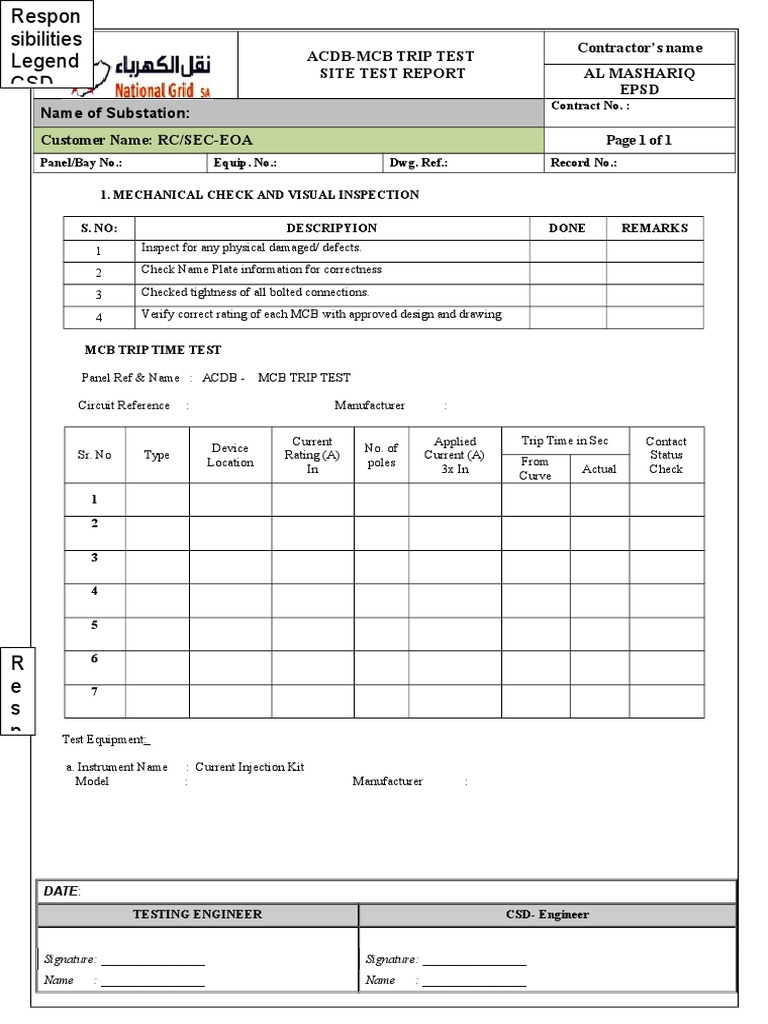 Mcb of Acdb Test Report | Electrical Engineering | Manufactured Goods