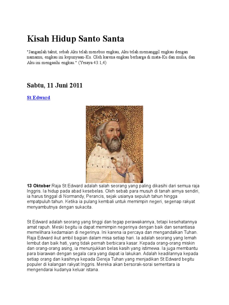 Kisah Hidup Santo Santa | PDF