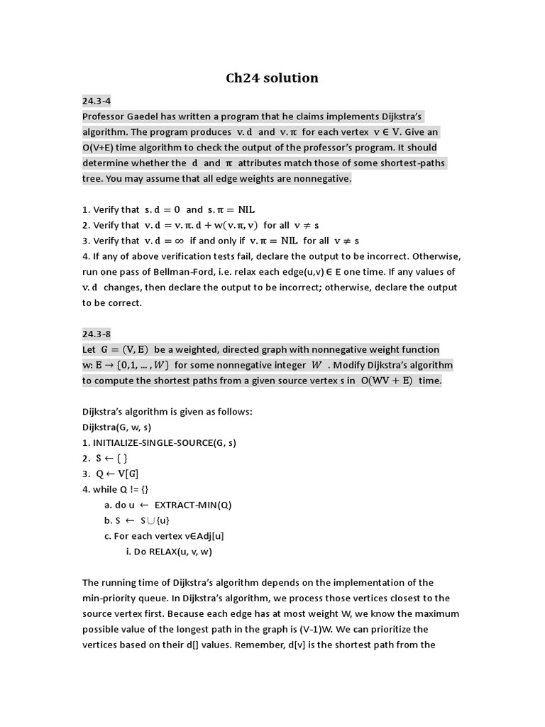 Algorithm Hw17 Ch24 Solution Pdf Vertex Graph Theory Graph Theory 3904