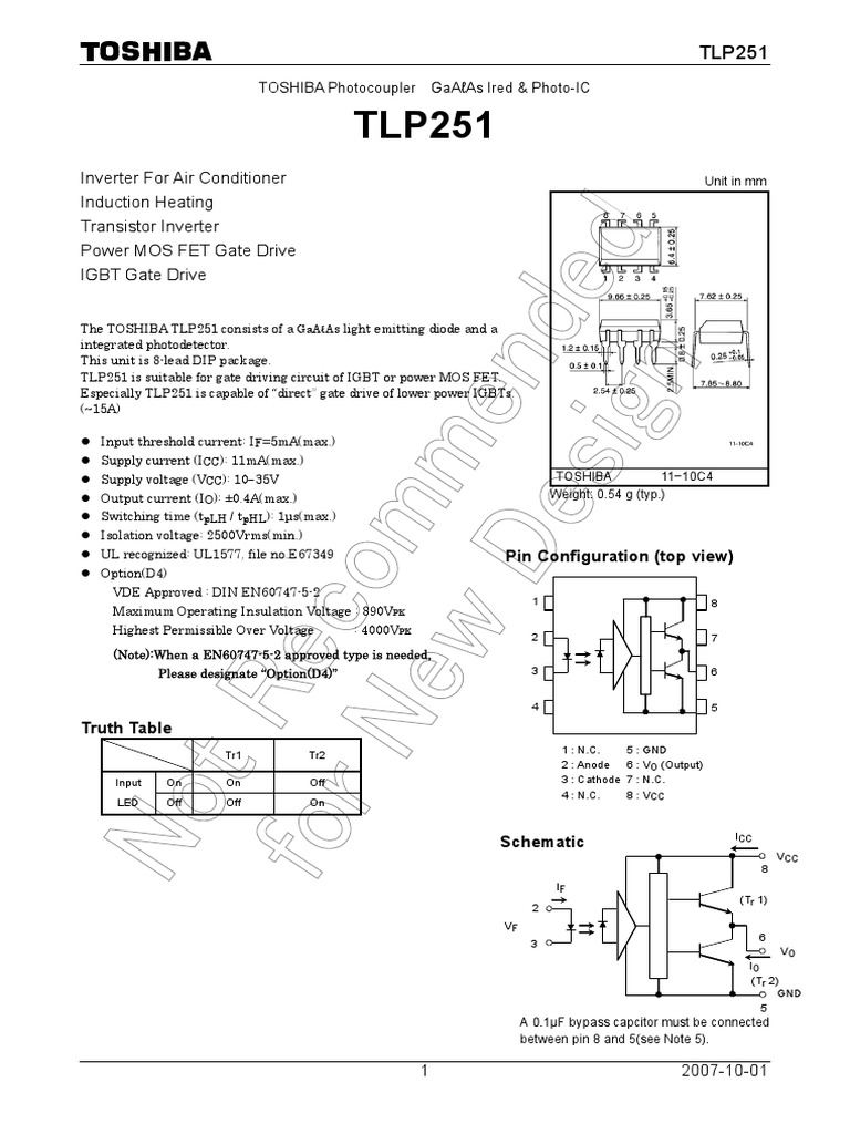 TLP251 Datasheet en 20071001 PDF | PDF | Field Effect Transistor ...