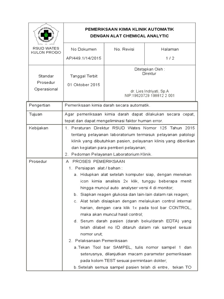 Pemeriksaan Kimia Klinik Otomatis Edit Pdf