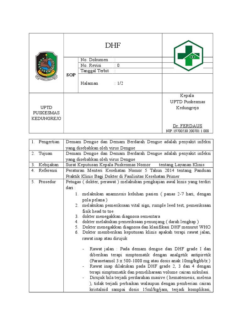 Prosedur Penanganan Demam Dengue DHF | PDF